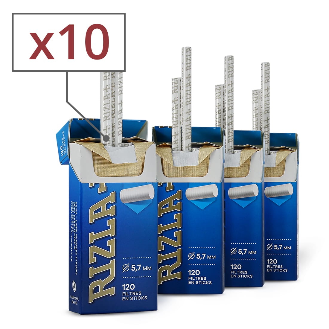 Filtres Rizla + ultra slim en sticks x10 boites - 9,00€